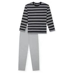 Schlafanzug Schiesser "Pyjama Teens Nightwear", Jungen, Gr. 164, schwarz (schwarz, grau), Obermaterial: 100% Baumwolle CO., Homewear-Sets Schlafanzug