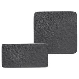 Villeroy & Boch Servierplatte VILLEROY & BOCH "Servierplatten Manufacture Rock 2er Set schwarz", schwarz, L:32,5cm, Porzellan, Servierplatten, Servierplatte