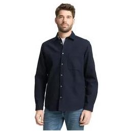Langarmhemd Tom Tailor, Herren, Gr. XL, N-Gr, sky captain blau, Web, Obermaterial: 100% Baumwolle, unifarben, regular fit normal, ohne Ausschnitt, Manschette, Hemden, mit Brust Tasche