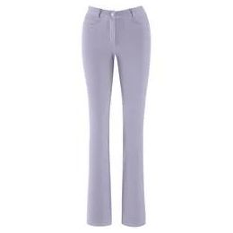 Madeleine Mode Regular-fit-Jeans MADELEINE "Denimhose Schmale Jeans im Five-Pocket-Style", Damen, Gr. 44, N + K Gr, lila (hellamethyst), Obermaterial: 95% Baumwolle CO. 5% Elasthan EL., Modern, Jeans, Mit "M"-Stickerei auf der Ges&auml;&szlig;tasche