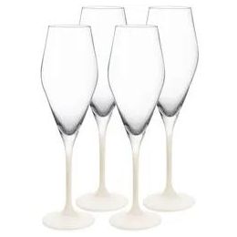 Villeroy & Boch Champagnerglas VILLEROY & BOCH "Champagnergl&auml;ser Manufacture Rock 260 ml 4er Set wei&szlig;-transparent", bunt (wei&szlig;, transparent), Glas, Trinkgef&auml;&szlig;e