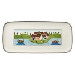 Villeroy & Boch Servierplatte VILLEROY & BOCH "Kuchenplatte Charm & Breakfast Design Naif 34,5 x 15,8 cm wei&szlig;-bunt", bunt (wei&szlig;, bunt), Porzellan, Servierplatten, Servierplatte