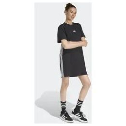 Shirtkleid Adidas SPORTSWEAR "ESSENTIALS 3-STREIFEN", Damen, Gr. L, N-Gr, schwarz, wei&szlig;, Obermaterial: 93% Baumwolle, 7% Elasthan, Kleider Shirtkleid