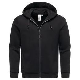 Sweatjacke Ragwear "Wernons", Herren, Gr. XL (54), schwarz, Material: 70% Baumwolle, 30% Polyester, Basic, gerade h&uuml;ftbedeckend, hoch geschlossener Ausschnitt, &Auml;rmel ohne &Auml;rmelschlitz Rippb&uuml;ndchen, Sweatjacken Sweatjacke, Weiche Herren Alltagsjacke mit verstellbarer Kapuze
