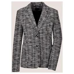 Madeleine Mode Jackenblazer MADELEINE "Tweedblazer Jerseyblazer mit Reverskragen", Damen, Gr. 36, schwarz (schwarz, wollwei&szlig;, silberfarben), Obermaterial: 85% Polyester PES. 11% Baumwolle CO. 2% Elasthan EL. 2% metallisierte Fasern MTF., Modern, normal, Blazer, Tweed-Optik, Jerseyblazer