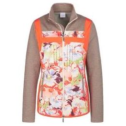 Madeleine Mode Outdoorjacke MADELEINE "Jacke Fitness-Jacke", Damen, Gr. 42, braun (muskatbraun, multicolor), Obermaterial: 47% Polyester PES. 44% Viskose CV. 9% Elasthan EL., Modern, Jacken Outdoorjacke