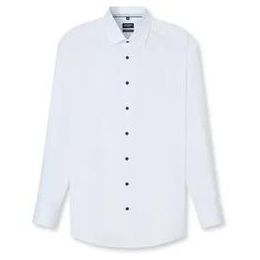 Businesshemd OLYMP "OLYMP Luxor 24/Seven, modern fit, New Kent mit extra langem Arm", Herren, Gr. 42, Normaler Arm, wei&szlig;, 64% Baumwolle, 27% Polyester, 9% Elasthan, Hemden