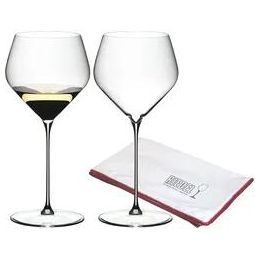 Wei&szlig;weinglas "Chardonnay Weingl&auml;ser + Poliertuch Veloce 690 ml 2er Set transparent", bunt (transparent), Glas, RIEDEL THE WINE GLASS COMPANY, Trinkgef&auml;&szlig;e, Wei&szlig;weinglas