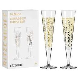 Ritzenhoff & Breker Champagnerglas RITZENHOFF "Champagnergl&auml;ser Goldnacht 205 ml 2er Set gold", gold, 2 tlg., Kristallglas, Trinkgef&auml;&szlig;e