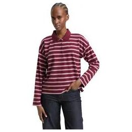 Langarmshirt Tom Tailor DENIM, Damen, Gr. XL, rot pink multicolor stripe, Web, Obermaterial: 95% Baumwolle, 5% Elasthan, gestreift, regular fit normal, ohne Ausschnitt, gerader Abschluss, Shirts Langarmshirt, mit Streifen Muster