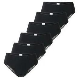 Slip Schiesser "Slip 6er Pack", Damen, Gr. M, schwarz, Obermaterial: 95% Baumwolle CO. 5% Elasthan EL., Unterhosen Slip