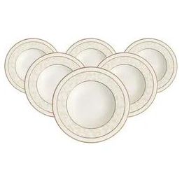 Villeroy & Boch Suppenteller VILLEROY & BOCH "Suppenteller Ivoire &oslash; 24,8 cm 6er Set wei&szlig;-gold", bunt (wei&szlig;, gold), L:24,8cm, Speiseteller