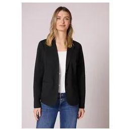 Sweatblazer Street One, Damen, Gr. 36, schwarz, Jersey, 93% Baumwolle, 7% Elasthan, unifarben, normal normal, V-Ausschnitt, abgesteppt, Blazer, im soften Baumwoll-Mix
