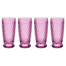 Villeroy & Boch Longdrinkglas VILLEROY & BOCH "Longdrinkgl&auml;ser Boston Coloured 400 ml 4er Set", pink (berry), Glas, Trinkgef&auml;&szlig;e