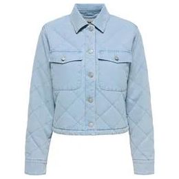 Kurzjacke Only "ONLMIST WASHED QUILT JACKET CC OTW", Damen, Gr. XL, tradewinds, Web, Obermaterial: 100% Baumwolle, unifarben, normal, Jacken Kurzjacke, im Denim Look mit gesteppter Optik