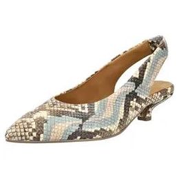 Slingpumps Gabor "Gabor Pumps Leder", Damen, Gr. 40, blau, beige, Leder, Schuhe Slingpumps