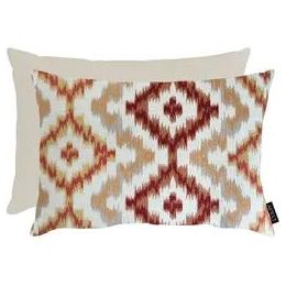 Dekokissen Apelt "Milan in Ikat-Design", natur, orange, rot, ornament, B:35cm H:10cm L:45cm, Mischgewebe, Dekokissen_Sitzkissen_Kissenh&uuml;llen, inclusive Soft-Kissenf&uuml;llung 100% PES