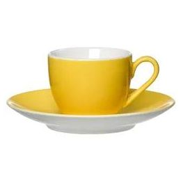 Ritzenhoff & Breker Tasse RITZENHOFF & BREKER "Espressotasse mit Untertasse Doppio 80 ml", gelb, 2 tlg., Porzellan, Trinkgef&auml;&szlig;e, Tasse