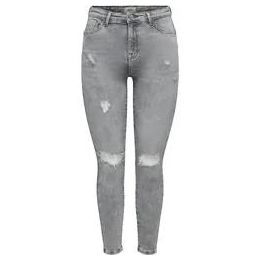 Skinny-fit-Jeans Only "ONLPOWER MW PUSH UP ANK DES DNM AZ", Damen, Gr. S, L&auml;nge 32, grau denim, Denim/Jeans, Obermaterial: 92% Baumwolle, 6% Polyester, 2% Elasthan, Destroyed-Effekte, unifarben, skinny fit kn&ouml;chellang, Jeans, mit Destroyed-Details
