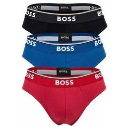 Slip BOSS "Slip Briefs 3P Power 3er Pack", Herren, Gr. XXL, bunt (rot, blau, schwarz), Obermaterial: 95% Baumwolle CO. 5% Elasthan EL., Unterhosen Slip