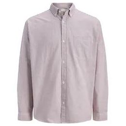 Jack & Jones Langarmhemd JACK & JONES "JORNORREBRO OXFORD SHIRT L/S", Herren, Gr. S, N-Gr, cabernet stripes:stripes, Web, Obermaterial: 65% Baumwolle, 35% Polyester, gestreift, relaxed fit normal, Hemden