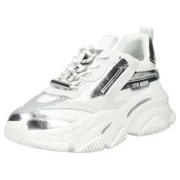 Sneaker Steve Madden "Steve Madden Sneaker Lederimitat", Damen, Gr. 39, wei&szlig;, silber, Lederimitat, Schuhe Sneaker