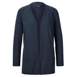 Strickjacke GOLDNER "Kurzgr&ouml;&szlig;e Langarm Feinstrick-Cardigan", Damen, Gr. 21, blau (marine), Obermaterial: 100% Kaschmir WS., figurumspielend, eng Rippe, Strickjacken Strickjacke, Ohne