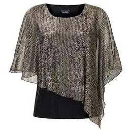 Kurzarmshirt GOLDNER "Kurzgr&ouml;&szlig;e Jerseyshirt mit Glanzakzenten", Damen, Gr. 21, schwarz (schwarz, metallic, gemustert), Obermaterial: 100% Polyester PES., figurumspielend, U-Boot-Ausschnitt, Sonstiges, Shirts, &Uuml;berwurf
