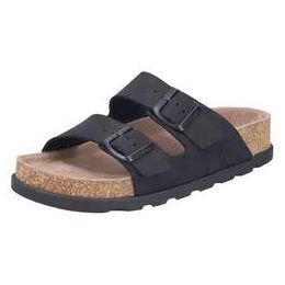 Pantolette Rieker, Herren, Gr. 38, schwarz, Veloursleder, unifarben, Basic, Schuhe Pantolette, Hausschuh, Sommerschuh, Strandschuh, Zweischnaller mit Softfu&szlig;bett