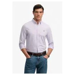 Langarmhemd Superdry "PREPPY OXFORD L/S SHIRT", Herren, Gr. L, N-Gr, light lavender lila chambray, Web, Obermaterial: 100% Baumwolle, gestreift, regular fit normal, Hemden, Baumwolle, regular fit