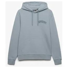 Kapuzensweatshirt Superdry "ATH ESS HOODIE", Herren, Gr. L, washed denim, angeraute Sweatware, Obermaterial: 80% Baumwolle, 20% Polyester, bedruckt, loose fit normal, Rundhals, Sweatshirts