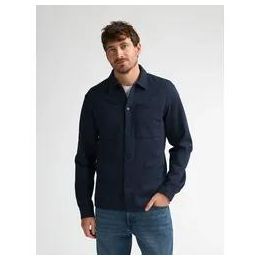 Langarmhemd PETROL INDUSTRIES "Men Sweater Collar", Herren, Gr. XXXL(46), N-Gr, navy blau, Sweatware, Obermaterial: 76% Baumwolle, 24% Polyester, bequem h&uuml;ftbedeckend, Manschette, Hemden, w&auml;rmendes Material mit Druckkn&ouml;pfen