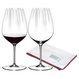 Rotweinglas "Cabernet Merlotgl&auml;ser inklusive Poliertuch Performance 834 ml 2er Set transparent", bunt (transparent), Glas, RIEDEL THE WINE GLASS COMPANY, Trinkgef&auml;&szlig;e, Rotweinglas