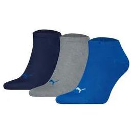 Sneakersocken Puma "Socken Sneaker Plain 3P 3er Pack", Damen, Gr. 35-38, grau (grau, blau), Obermaterial: 66% Baumwolle CO. 18% Polyamid PA. 14% Polyester PES. 2% Elasthan EL., Socken Sneakersocken