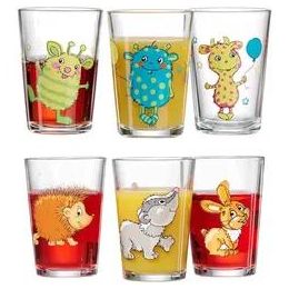 Ritzenhoff & Breker Kinderbecher RITZENHOFF & BREKER "Kindergl&auml;ser Monsterchen Waldtiere 205 ml 6er Set bunt", bunt, 6 tlg., Glas, Trinkgef&auml;&szlig;e, Kinderbecher
