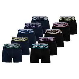 Jack & Jones Boxershorts JACK & JONES "Boxershort JACLIMES SOLID TRUNKS 10 PACK 10er Pack", Herren, Gr. M, bunt (schwarz, blau), Obermaterial: 95% Baumwolle CO. 5% Elasthan EL., Unterhosen