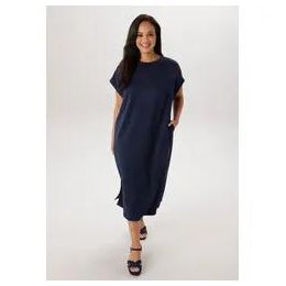Jerseykleid ANISTON PLUS, Damen, Gr. 46, N-Gr, marine, Jersey, Obermaterial: 48% Polyester, 48% Viskose, 4% Elasthan, unifarben, bequem ca. Mitte Wade, Rundhals, Kleider Jerseykleid, mit Eingrifftaschen - NEUE KOLLEKTION