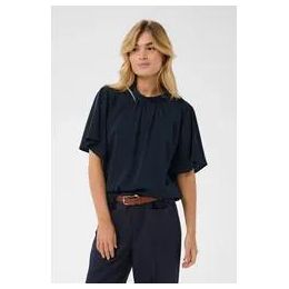 Kurzarmbluse SAINT TROPEZ "AileenSZ Flared Blouse", Damen, Gr. L, schwarz, Web, Obermaterial: 100% Polyester, unifarben, regular fit normal, Rundhals, Blusen, Kunstfaser, Regular fit