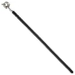 Kette ohne Anh&auml;nger Jobo "Edelsteinkette 6 mm", schwarz, Halsketten, Damen, Materialmix, L: 45, mit H&auml;matin 45 cm