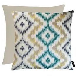 Dekokissen Apelt "Milan in Ikat-Design", natur, blau, ornament, B:45cm H:10cm L:45cm, Mischgewebe, Dekokissen_Sitzkissen_Kissenh&uuml;llen, inclusive Soft-Kissenf&uuml;llung 100% PES