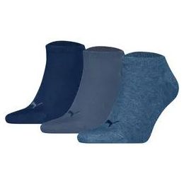 Sneakersocken Puma "Socken Sneaker Plain 3P 3er Pack", Damen, Gr. 35-38, blau (denim blau), Obermaterial: 66% Baumwolle CO. 18% Polyamid PA. 14% Polyester PES. 2% Elasthan EL., Socken Sneakersocken