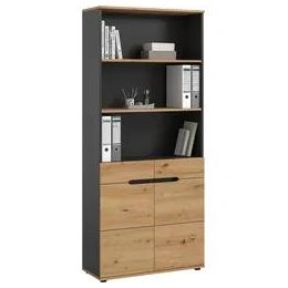 Aktenschrank Home Affaire "REHAT, B&uuml;roschrank", basalt grau, artisan eiche nachbildung, B:80cm H:190cm T:37cm, FSC-zertifizierter Holzwerkstoff, Schr&auml;nke, 5 F&auml;cher, 3 feste & 1 variabler Boden, H&ouml;he: 190cm, Breite: 80cm