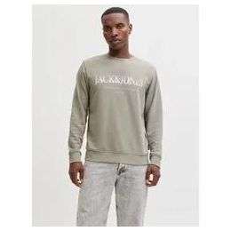 Jack & Jones Sweatshirt JACK & JONES "JJDEVIN DAYTONA PRINT SWEAT CREW NECK", Herren, Gr. XS, vetiver, angeraute Sweatware, Obermaterial: 60% Baumwolle, 40% Polyester, bedruckt, regular fit normal, Rundhals, Rippb&uuml;ndchen, Sweatshirts Sweatshirt
