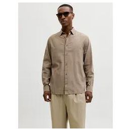 Jack & Jones Langarmhemd JACK & JONES "JJESUMMER LINEN BLEND SHIRT L/S SN", Herren, Gr. L, N-Gr, falcon, Web, Obermaterial: 70% Baumwolle, 30% Leinen, unifarben, normal normal, Hemden, Baumwollmischung, regular fit