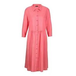 Sommerkleid GOLDNER "Luftiges Hemdkleid mit Knopfleiste, Midi", Damen, Gr. 50, N-Gr, orange (koralle), Obermaterial: 100% Viskose CV., Basic, Knopf, Kleider Sommerkleid, Eingrifftaschen