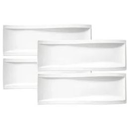 Villeroy & Boch Servierplatte VILLEROY & BOCH "Antipastiteller NewWave 42 x 15 cm 4er Set wei&szlig;", wei&szlig;, Porzellan, Servierplatten, Servierplatte