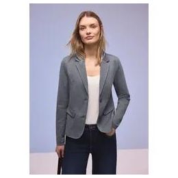 Jackenblazer Street One, Damen, Gr. 46, shadowed navy, Web, Obermaterial: 71% Polyester, 26% Viskose, 3% Elasthan, unifarben, tailliert h&uuml;ftbedeckend, tiefer V-Ausschnitt, Blazer, mit Piqu&eacute;-Struktur