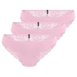 Slip Only "Slip ONLCHLOE LACE BRAZIL 3er Pack", Damen, Gr. S, pink (rosa), Obermaterial: 90% Polyamid PA. 10% Elasthan EL., Unterhosen Slip