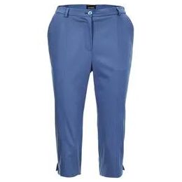 Caprihose GOLDNER "Kurzgr&ouml;&szlig;e Sportive Capri-Hose aus trageangenehmen Satin", Damen, Gr. 20, K-Gr, blau (schieferblau), Obermaterial: 64% Baumwolle CO. 33% Polyester PES. 3% Elasthan EL., normal, Hosen Caprihose, Perfekt sitzende und anschmiegsame Pasform