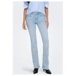 Bootcut-Jeans Only "ONLBLUSH MID FLARED DNM CRO495 NOOS", Damen, Gr. M, L&auml;nge 34, light blau bleached denim, Denim/Jeans, Obermaterial: 92% Baumwolle, 6% Elastomultiester, 2% Elasthan, unifarben, regular fit lang, Jeans, helle Waschung, normale Leibh&ouml;he, ausgestellte Beinform